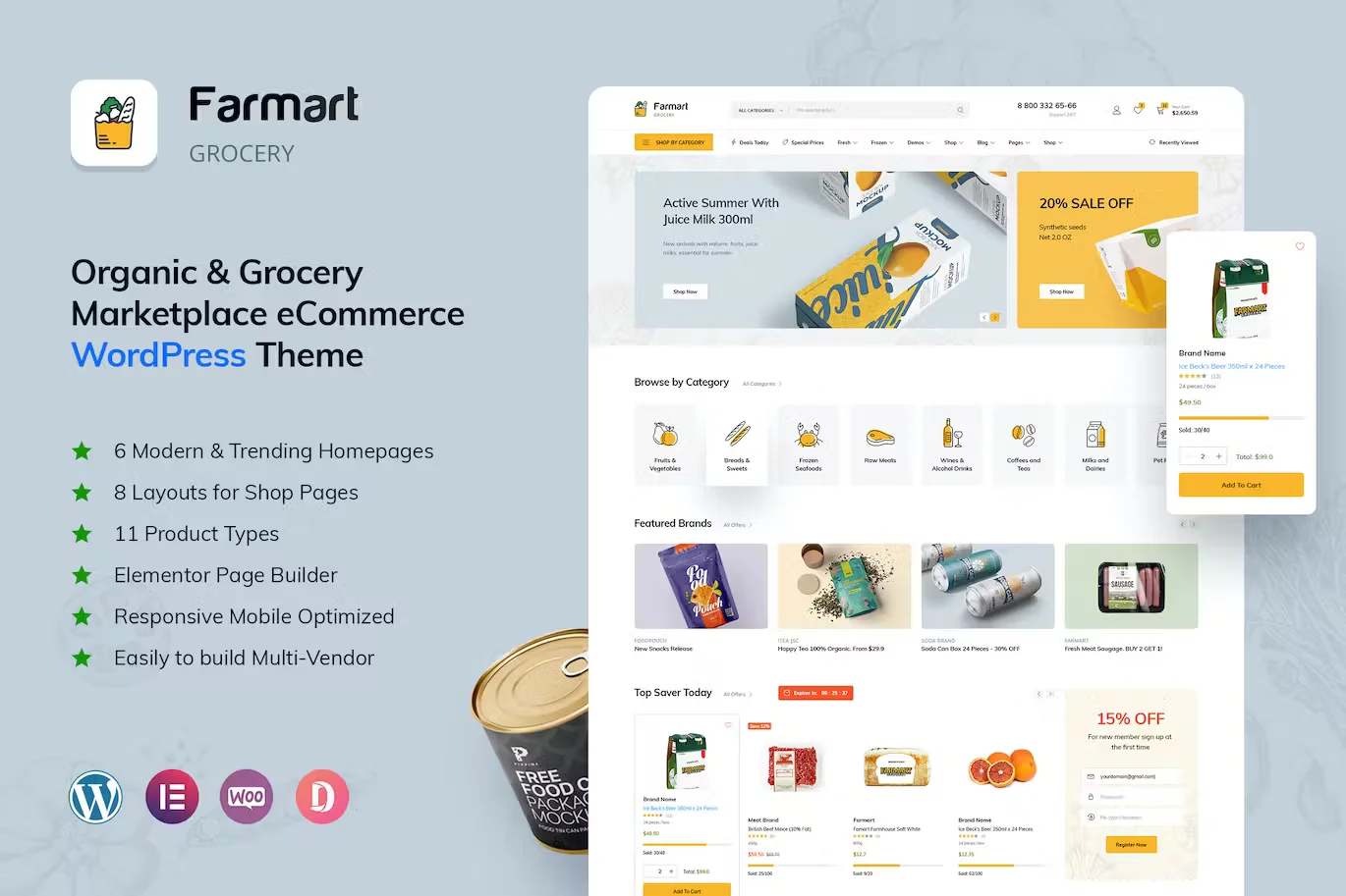Free Download Farmart | Organic & Grocery Marketplace WordPress